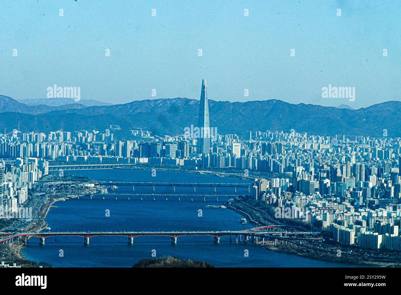 Südkorea, Asien, Seoul Skyline, Han-Fluss, Lotte World Tower, 555 Meter ...