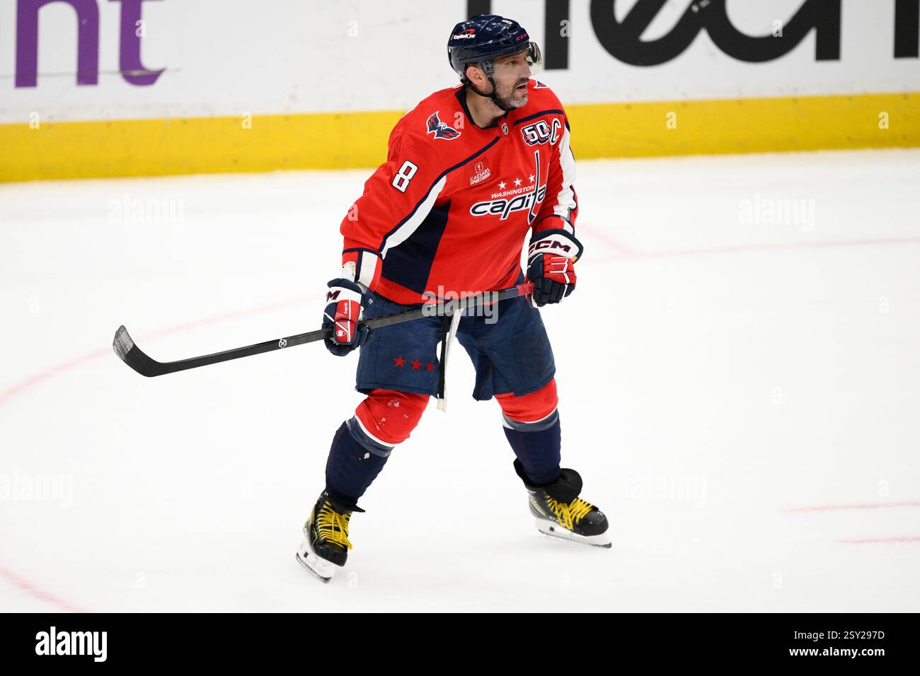 Washington Capitals left wing Alex Ovechkin (8) in action during the ...