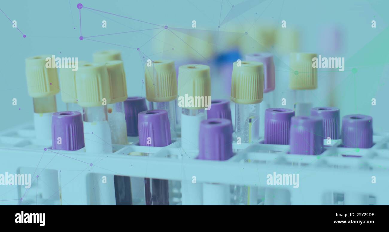 Image of shapes moving over test tubes Stock Photo - Alamy