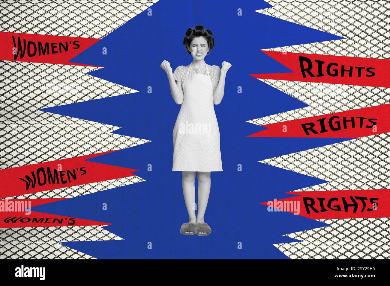 Exclusive sketch collage of angry girl housemaid show fist gesture ...