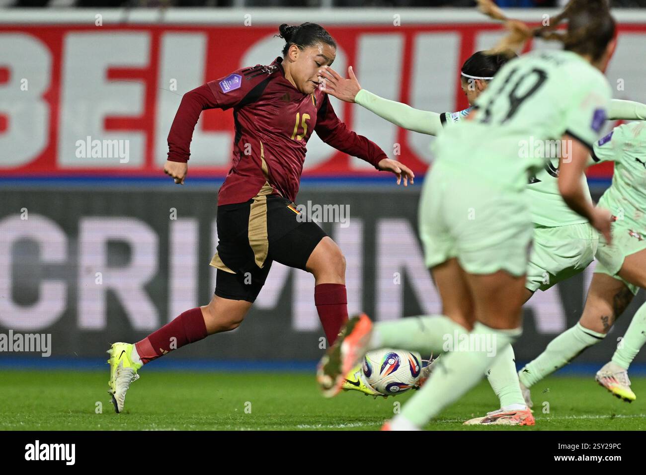 Leuven, Belgium. 26th Feb, 2025. Mariam Toloba (15) of Belgium pictured ...