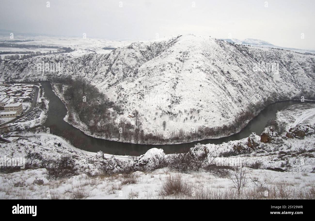 Covered in snow and frost the winter landscape highlights hi-res stock ...