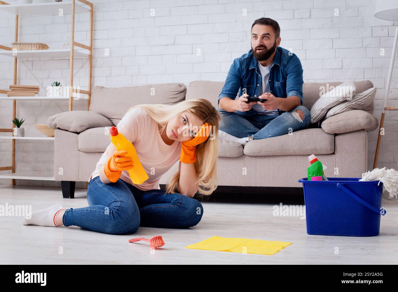 Struggles of a couple dealing with relationship issues in a modern home ...