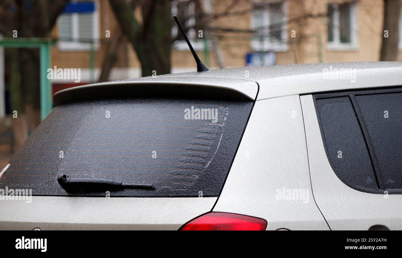 Car windows covered with ice crust Stock Photo - Alamy