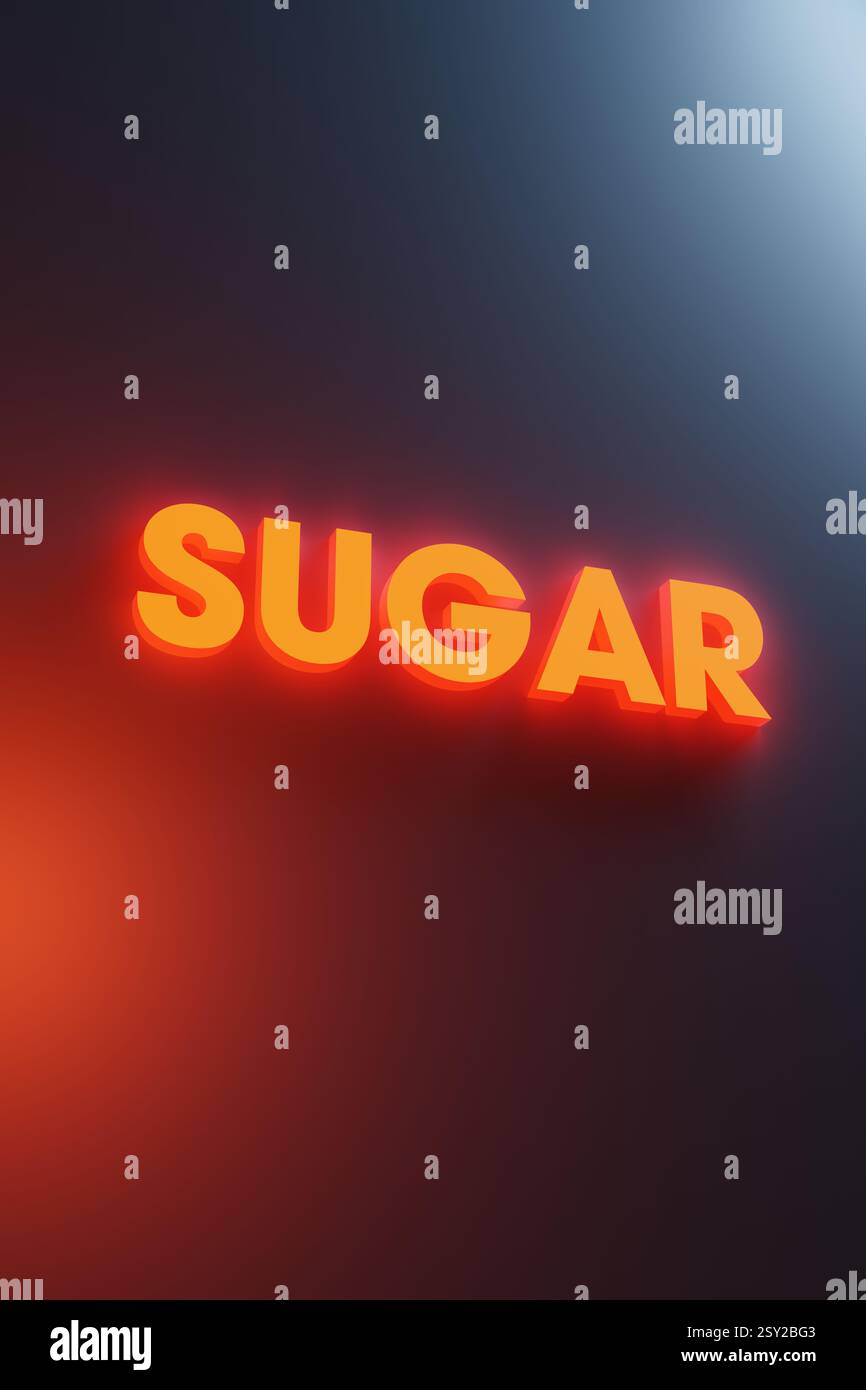 Orange title SUGAR in food - shining illuminated- vertical Stock Photo ...