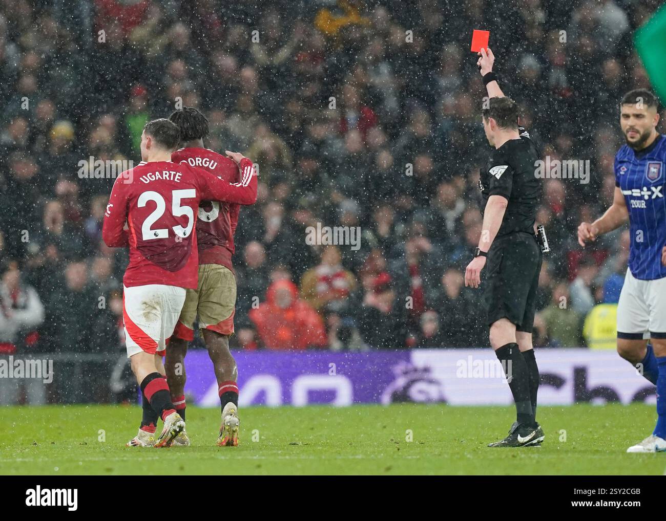 Manchester, UK. 26th Feb, 2025. Patrick Dorgu of Manchester United is ...