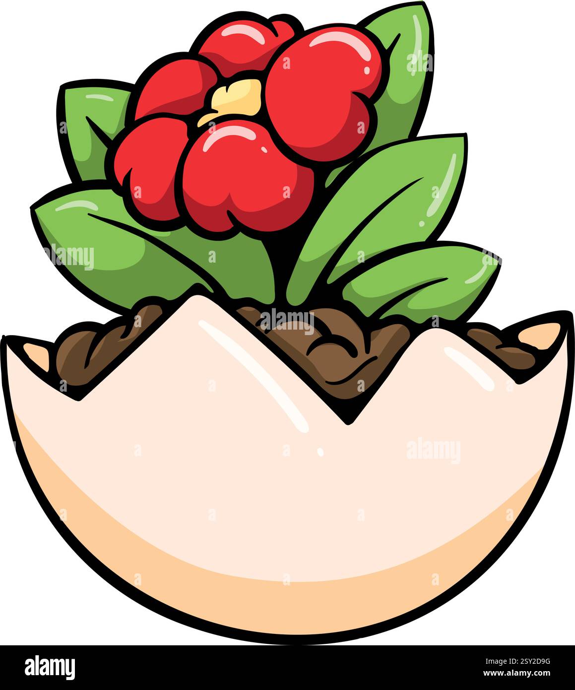 Flower in an eggshell. Bright vector Easter illustration for sticker ...