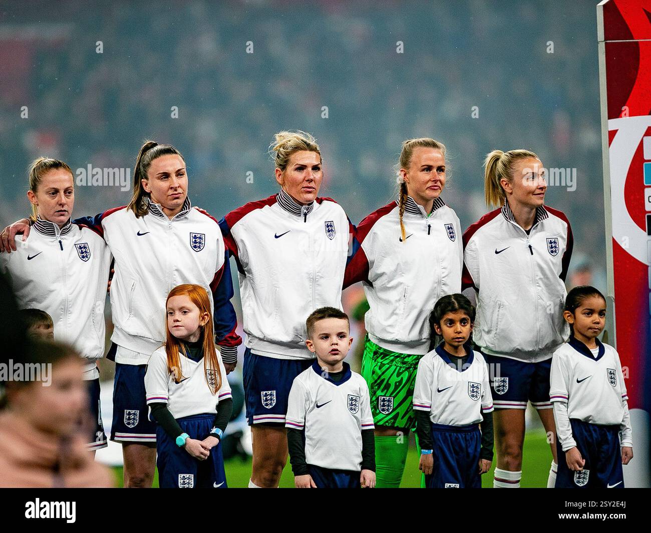 Wembley Stadium, UK. 26th Feb, 2025. England team line up during the ...