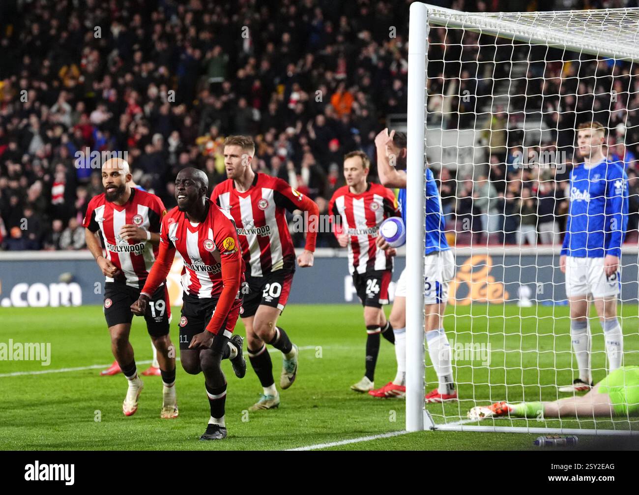 Brentford's Yoane Wissa celebrates scoring their side's first goal of ...
