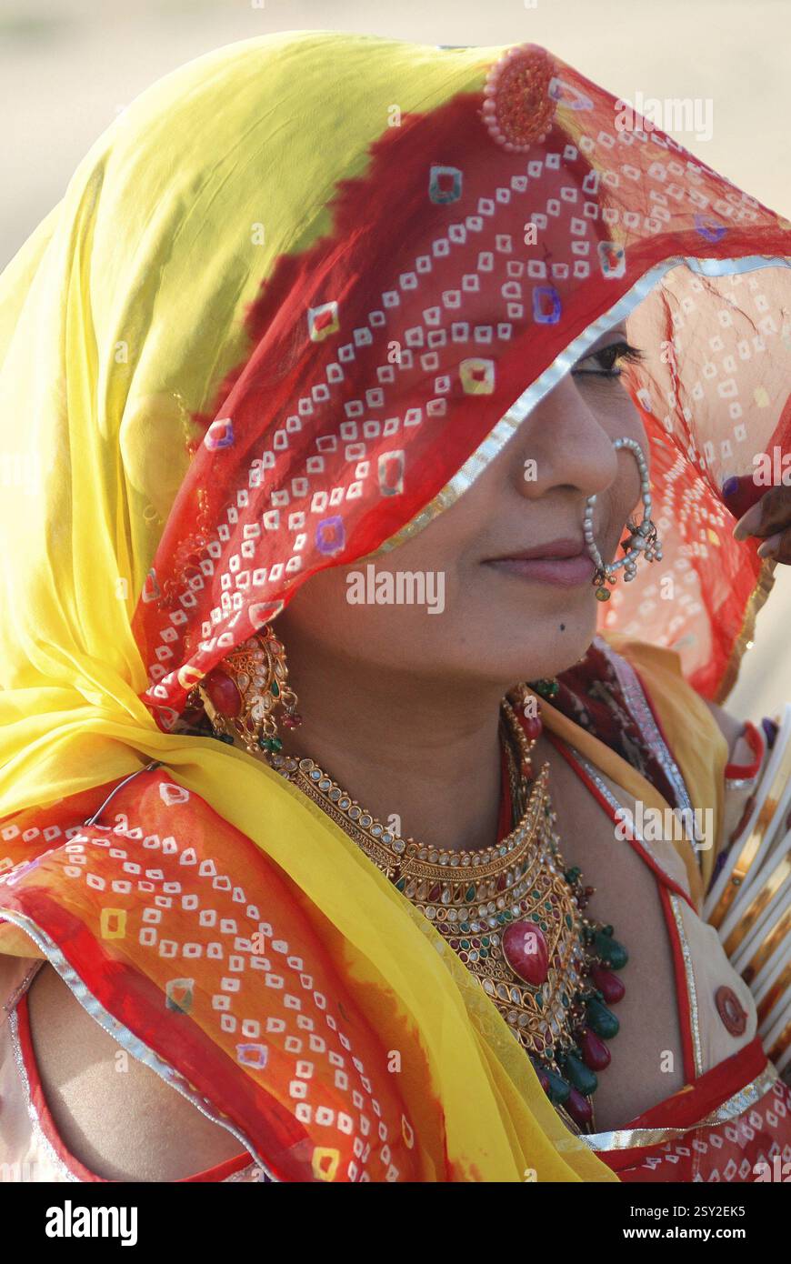 Woman in Rajasthani costume Jaisalmer Rajasthan India Asia MR#784C ...
