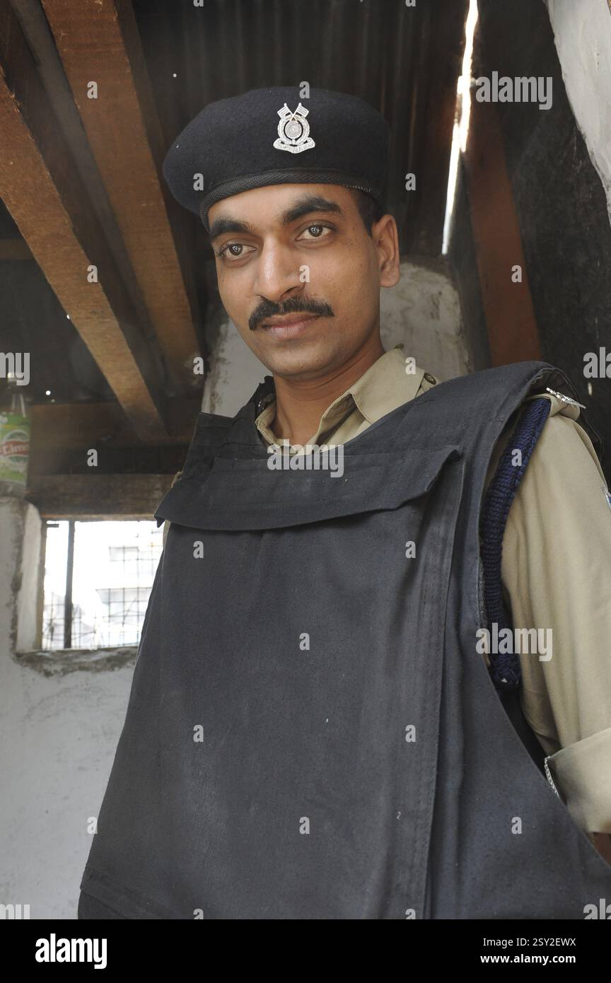 Police constable in building, Srinagar, jammu Kashmir, india, asia ...