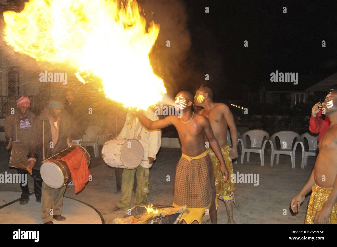 Descendants of Siddi tribe dancing and blowing fire Gir at Gujarat ...