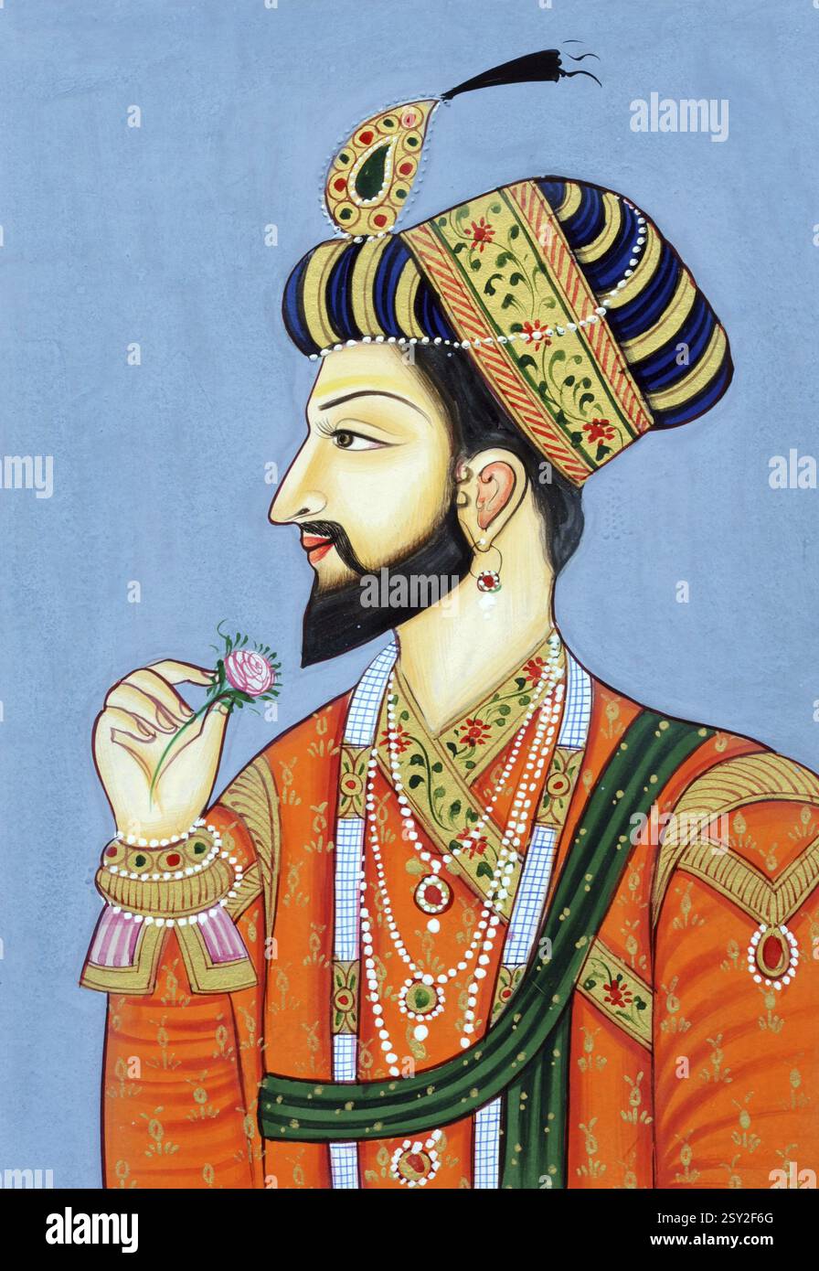 Miniature painting of Mughal Emperor Shah Jahan Stock Photo - Alamy