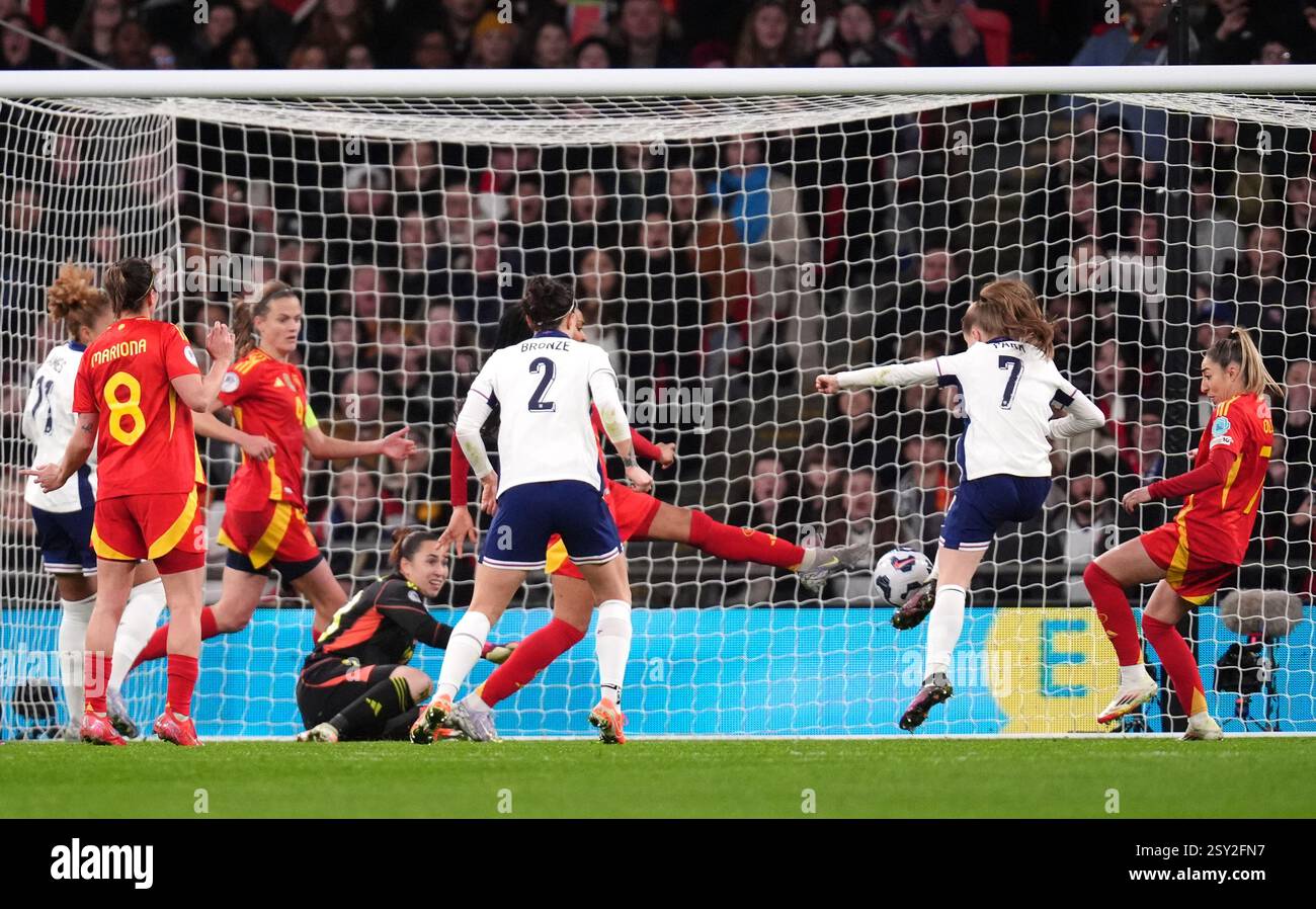 England's Jess Park (second right) scores their side's first goal of ...