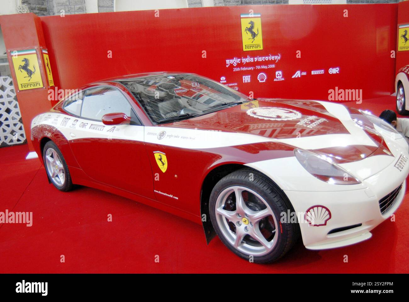 Ferrari car displayed at hotel taj mahal, Bombay, Mumbai, Maharashtra ...