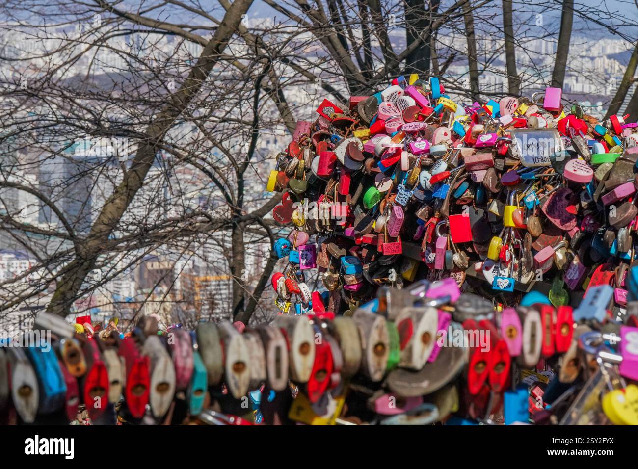Südkorea, Asien, Seoul, Namsan Tower, Liebesschlösser, Symbol für Liebe ...