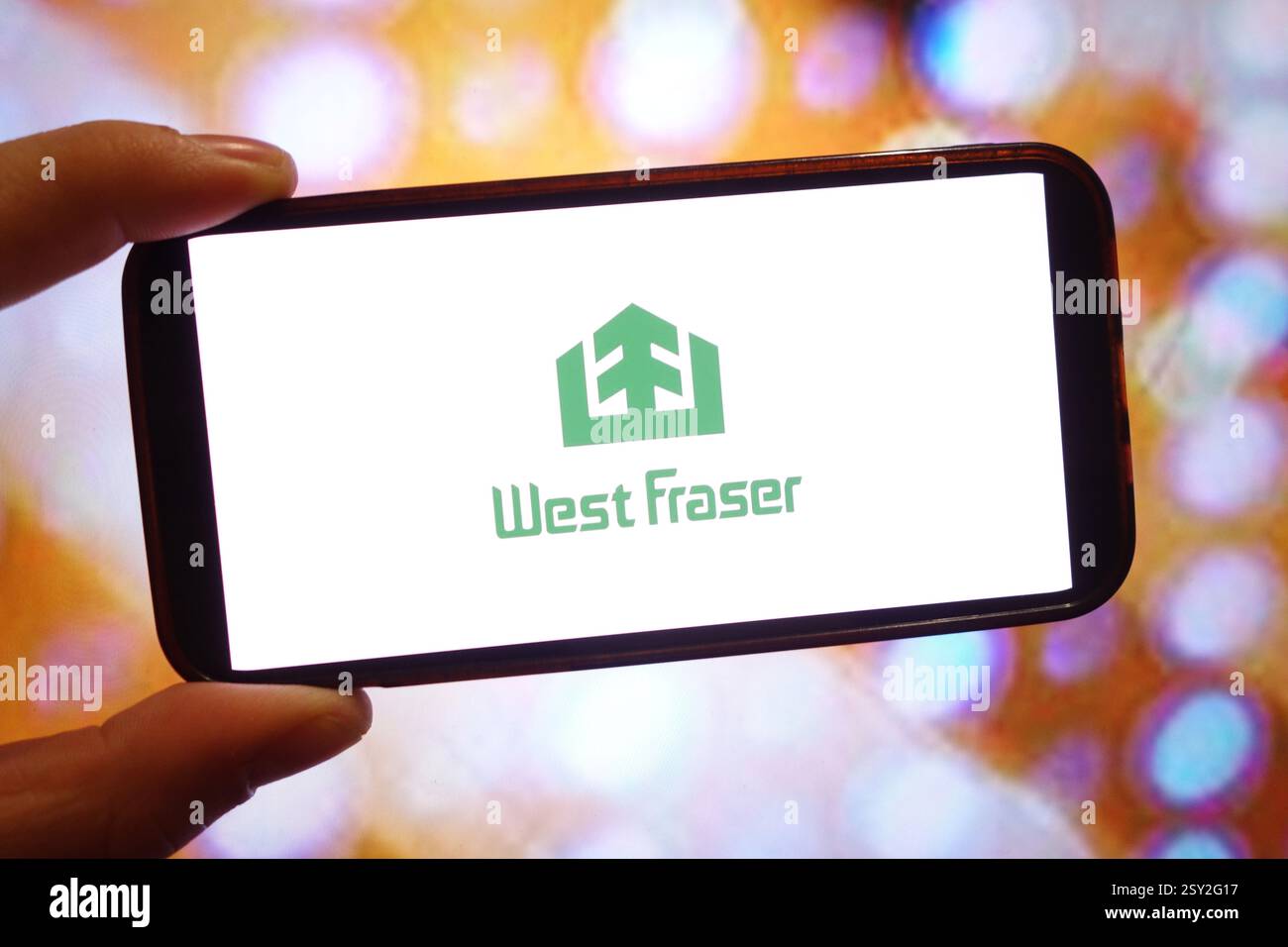 In this photo illustration, the West Fraser Timber company logo is seen ...