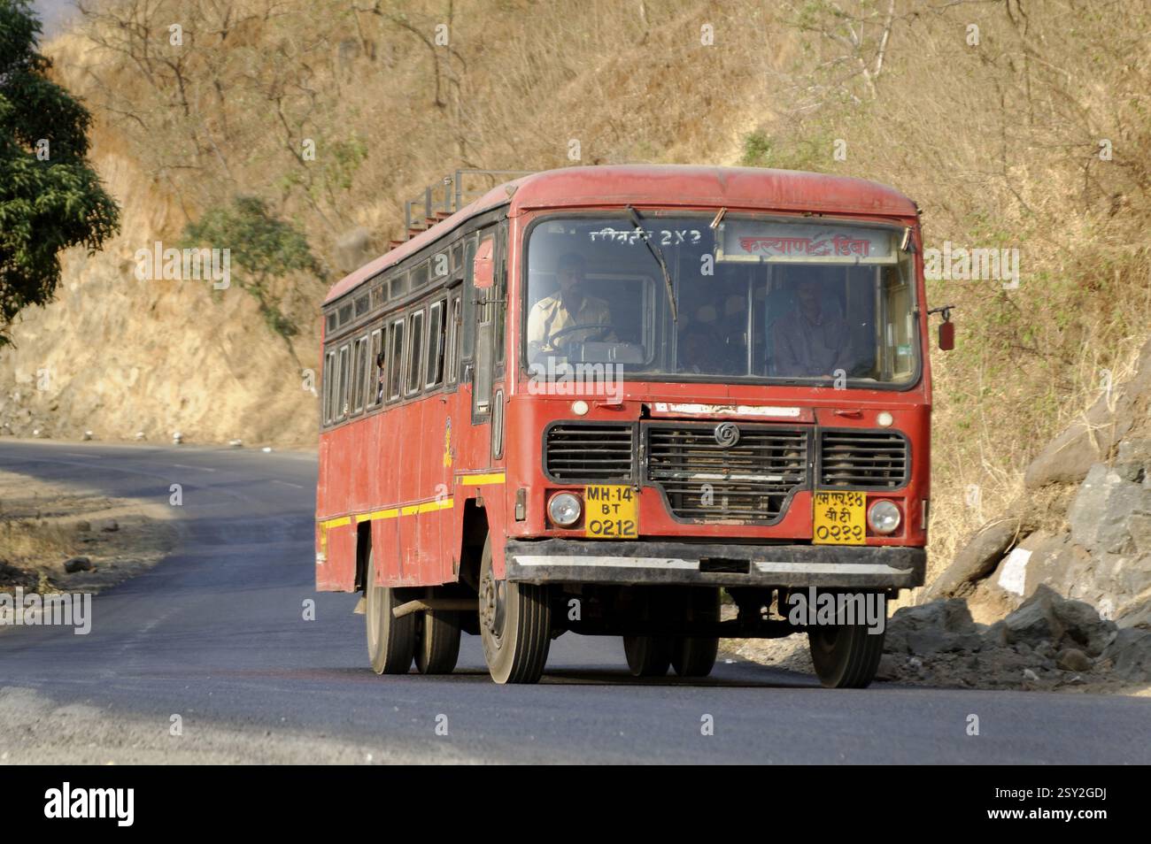 Msrtc bus in malshej ghat at Maharashtra india Asia Stock Photo - Alamy