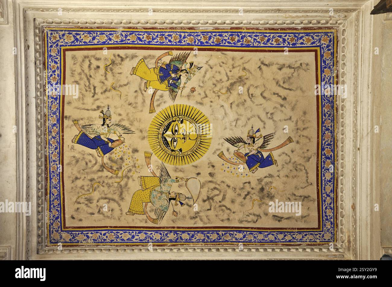 Mural on ceiling elephant gate of chhatra mahal bundi palace rajasthan ...