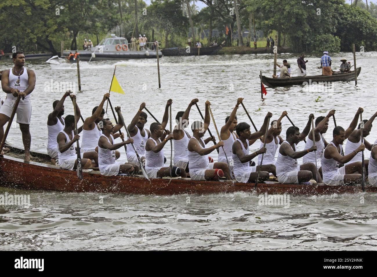 Snake boats Racing in Punnamada Lake at Alleppey Kerala India Stock ...