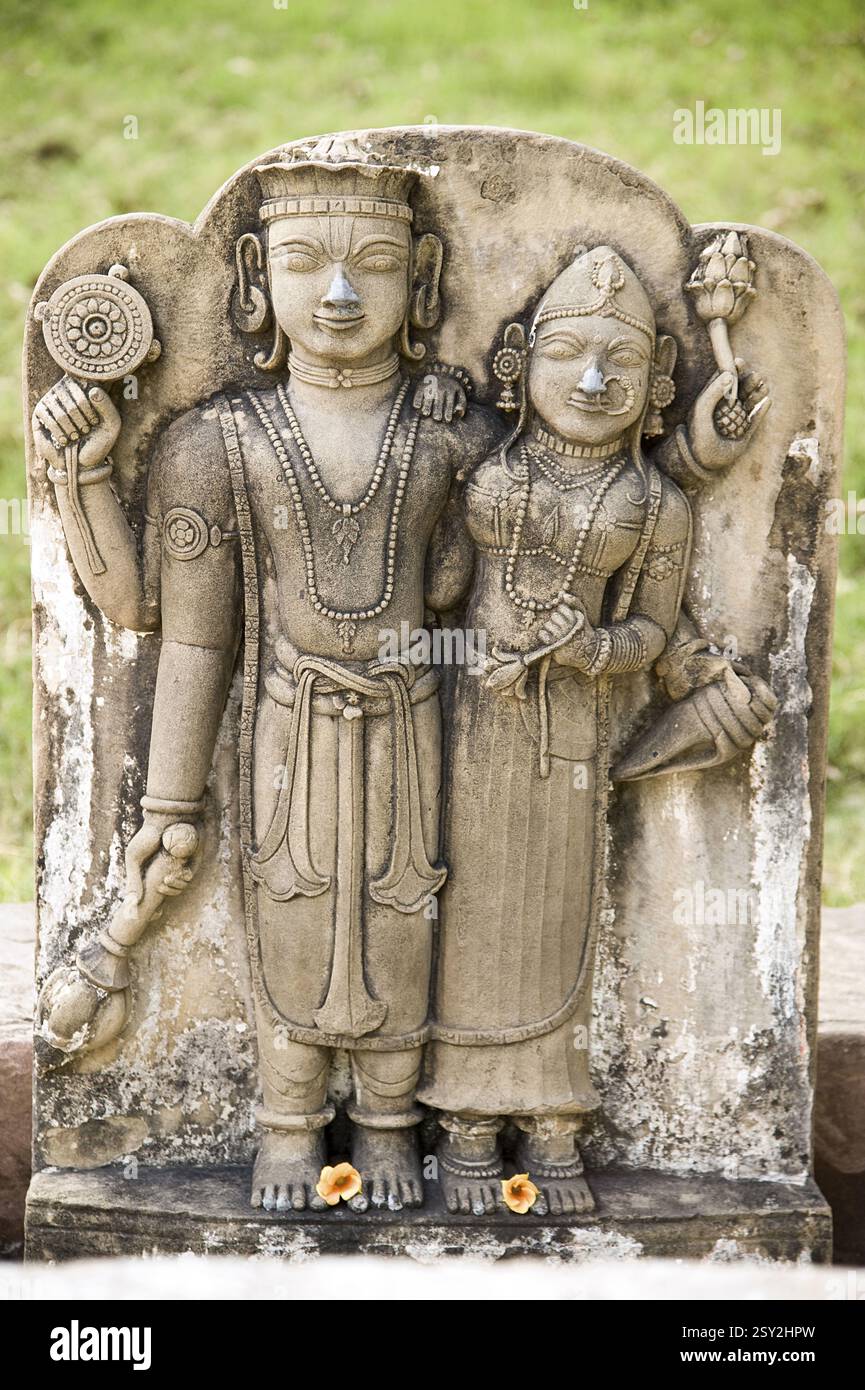 Sculpture of lord vishnu and laxmi, kabir math, varanasi, uttar pradesh ...