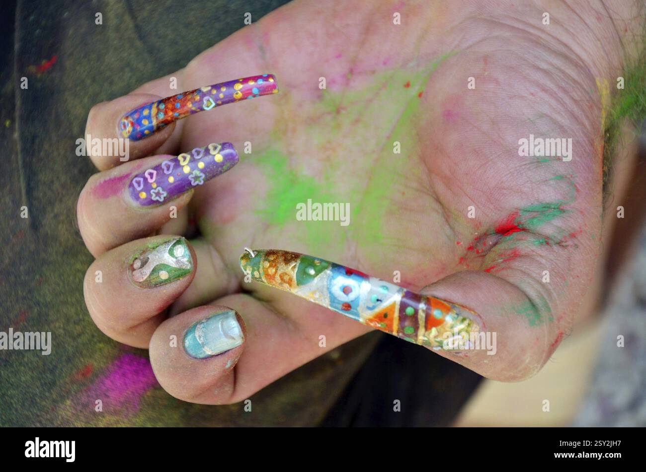 Long nails of hand Rajasthan India Asia Stock Photo - Alamy