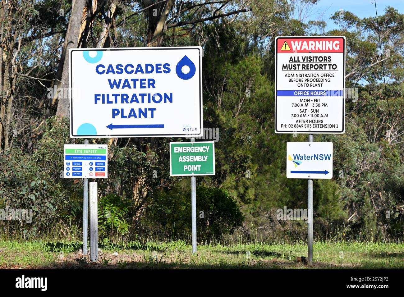 Signage is seen at the Blue Mountains water treatment plant (Cascade ...