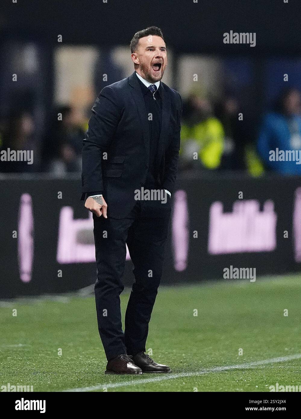 Rangers interim head coach Barry Ferguson gestures on the touchline ...