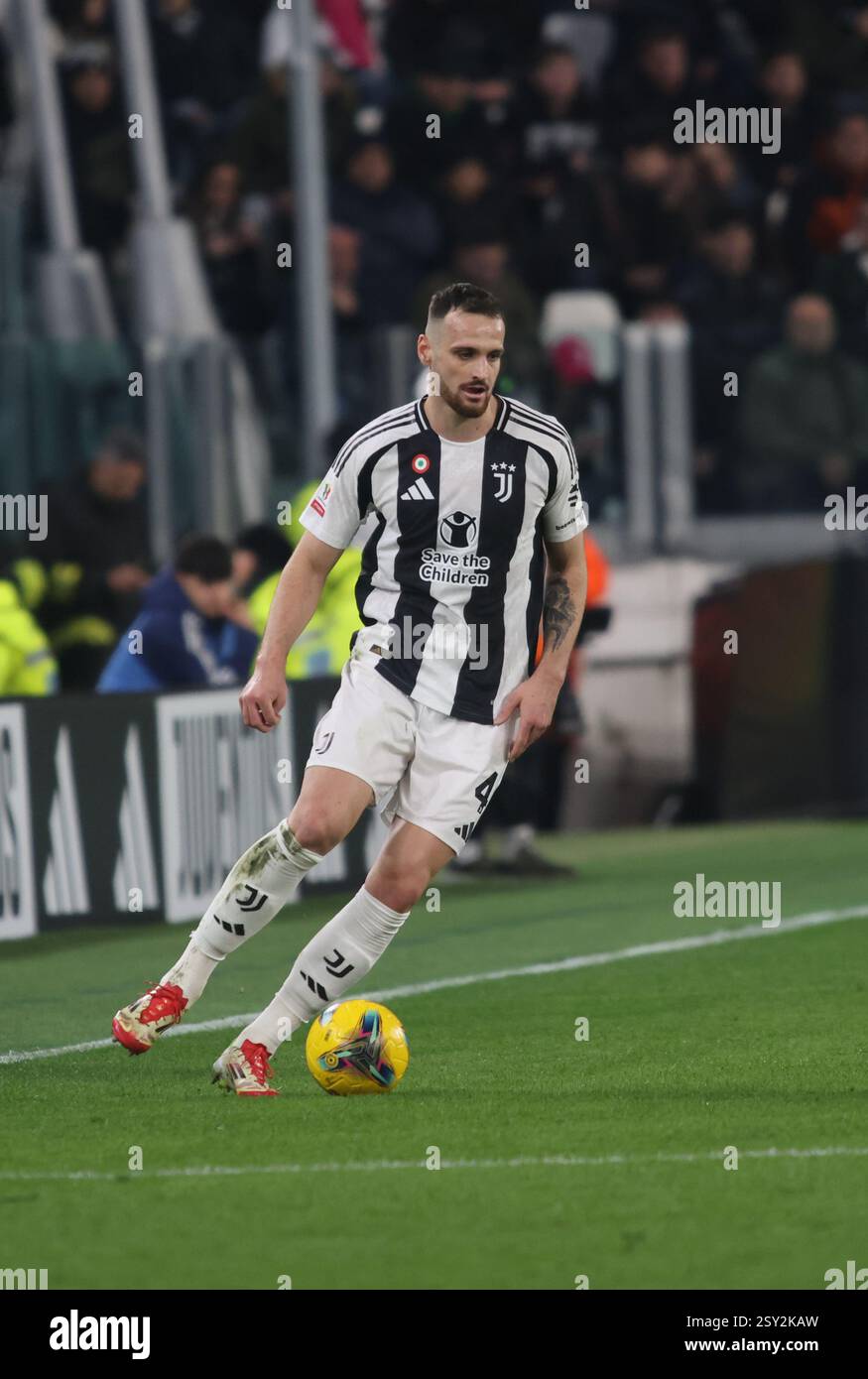 Turin, Italy. 26th Feb, 2025. Federico Gatti of Juventus FC during the Coppa Italia 2024/25 ...