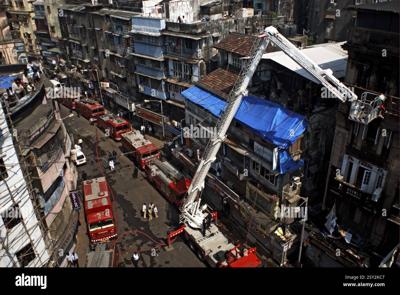 Fire tenders stands in narrow lane firemen try to douse fire in Johri ...