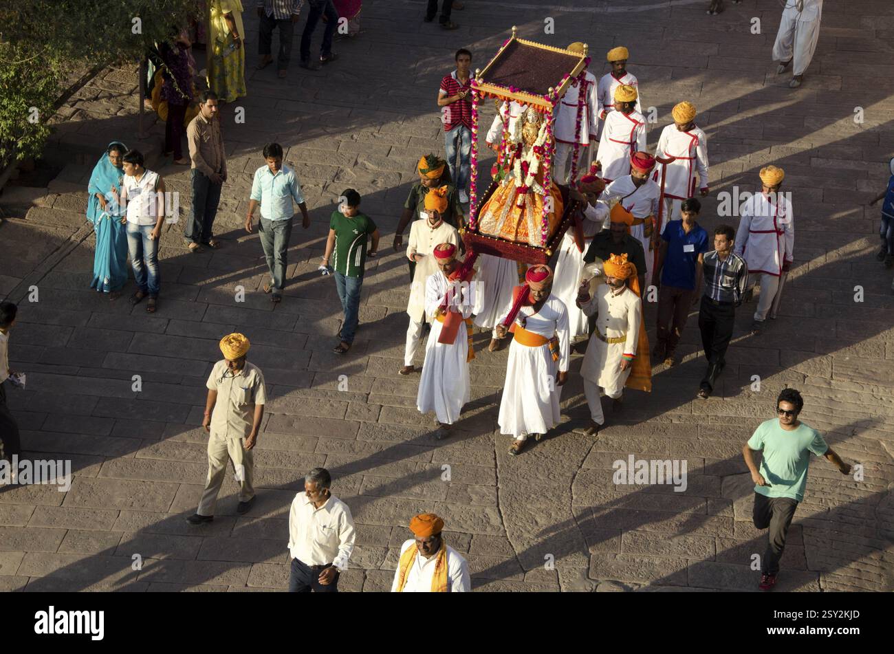Gangaur procession, mehrangarh fort, jodhpur, rajasthan, india, asia ...