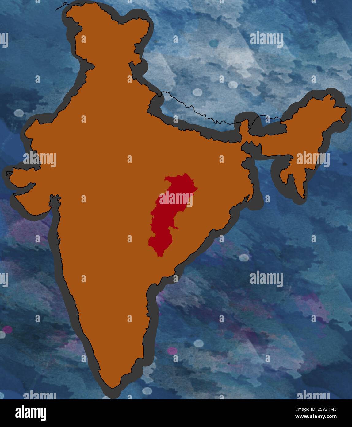 Illustration, chhattisgarh location map, india, asia Stock Photo - Alamy