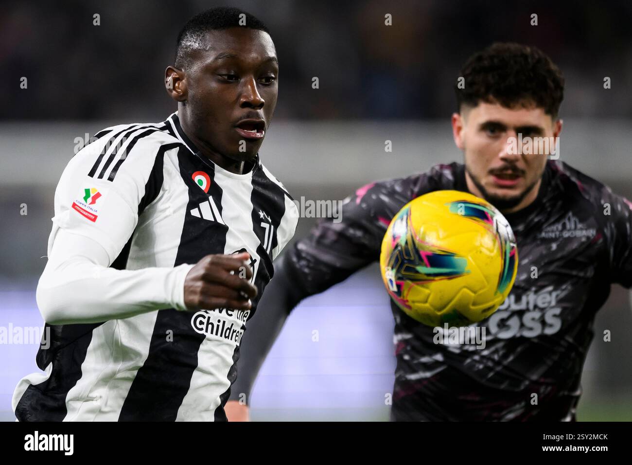 Turin, Italy. 26 February 2025. Randal Kolo Muani of Juventus FC is ...