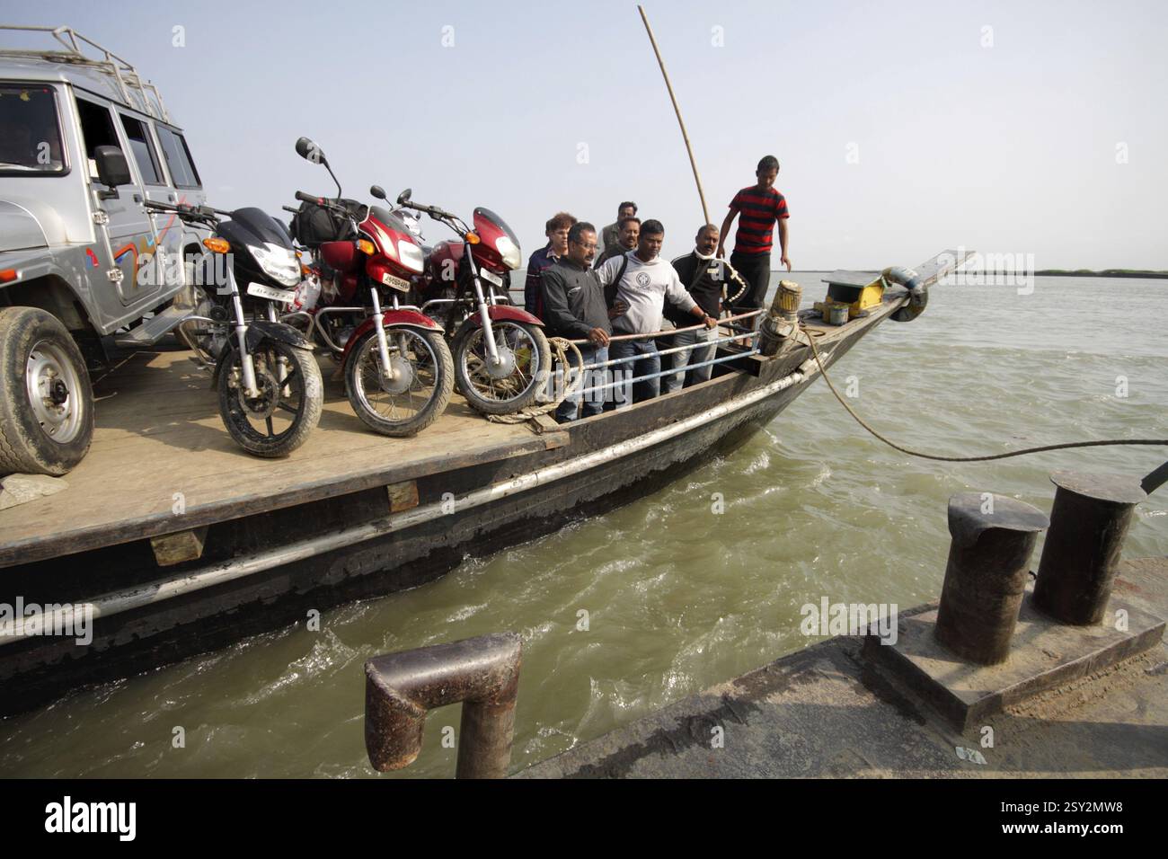 Anchoring the boat Majuli Assam India Asia Stock Photo - Alamy