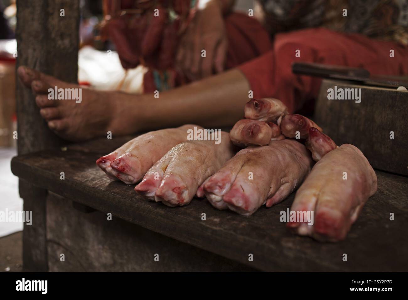 Pig legs at market place, phnom penh, cambodia Stock Photo - Alamy