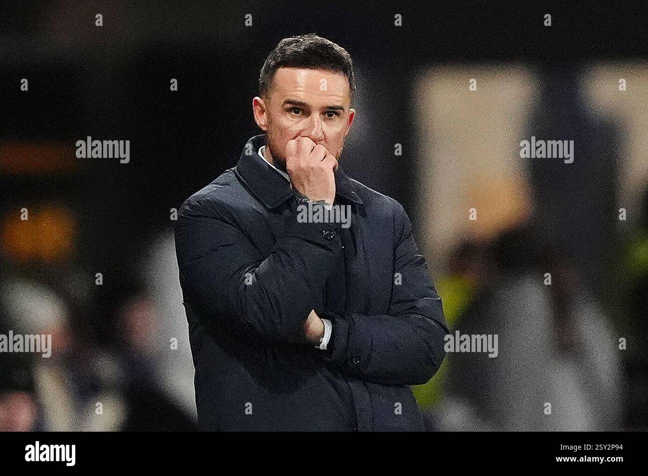 Rangers interim head coach Barry Ferguson reacts on the touchline ...