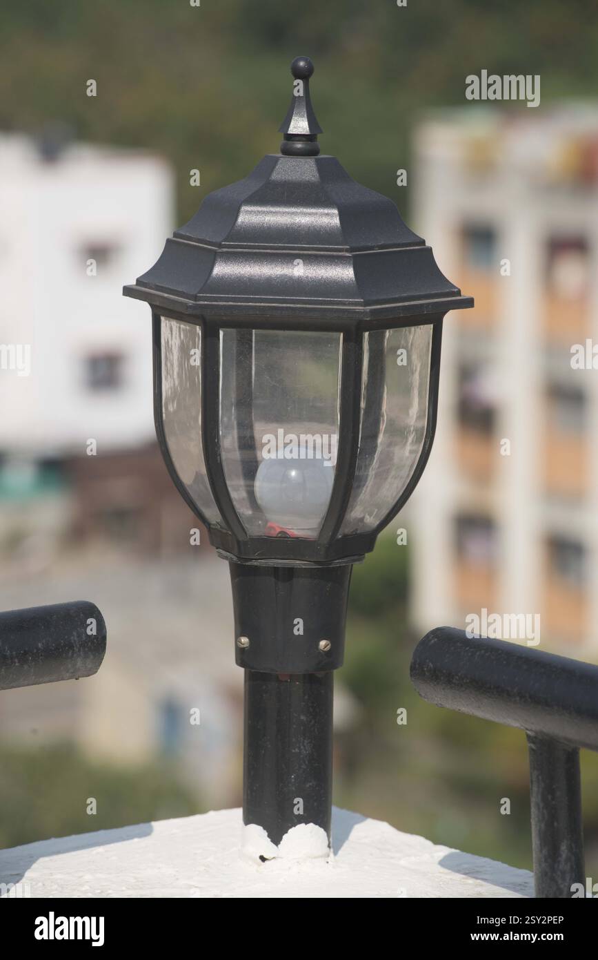Lamp on terrace of building baner, pune, maharashtra, india, asia Stock ...