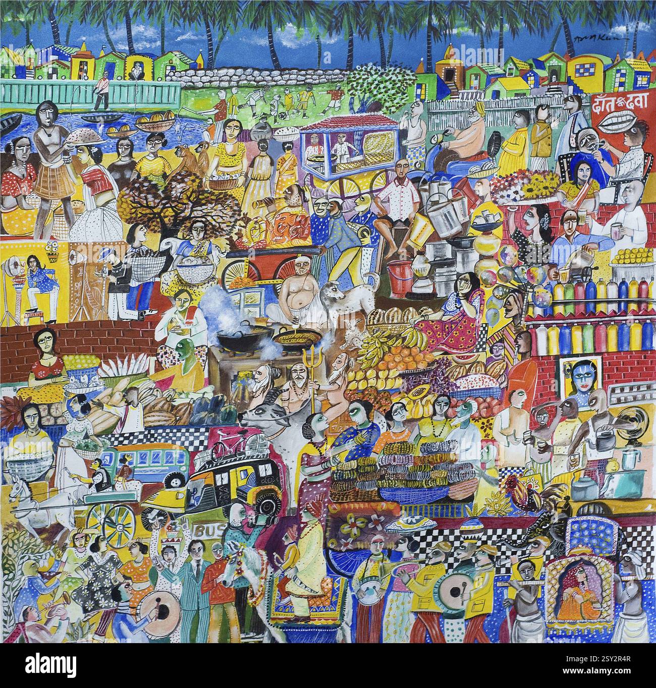 Painting of Market Bazaar by Arun k Mishra Stock Photo - Alamy