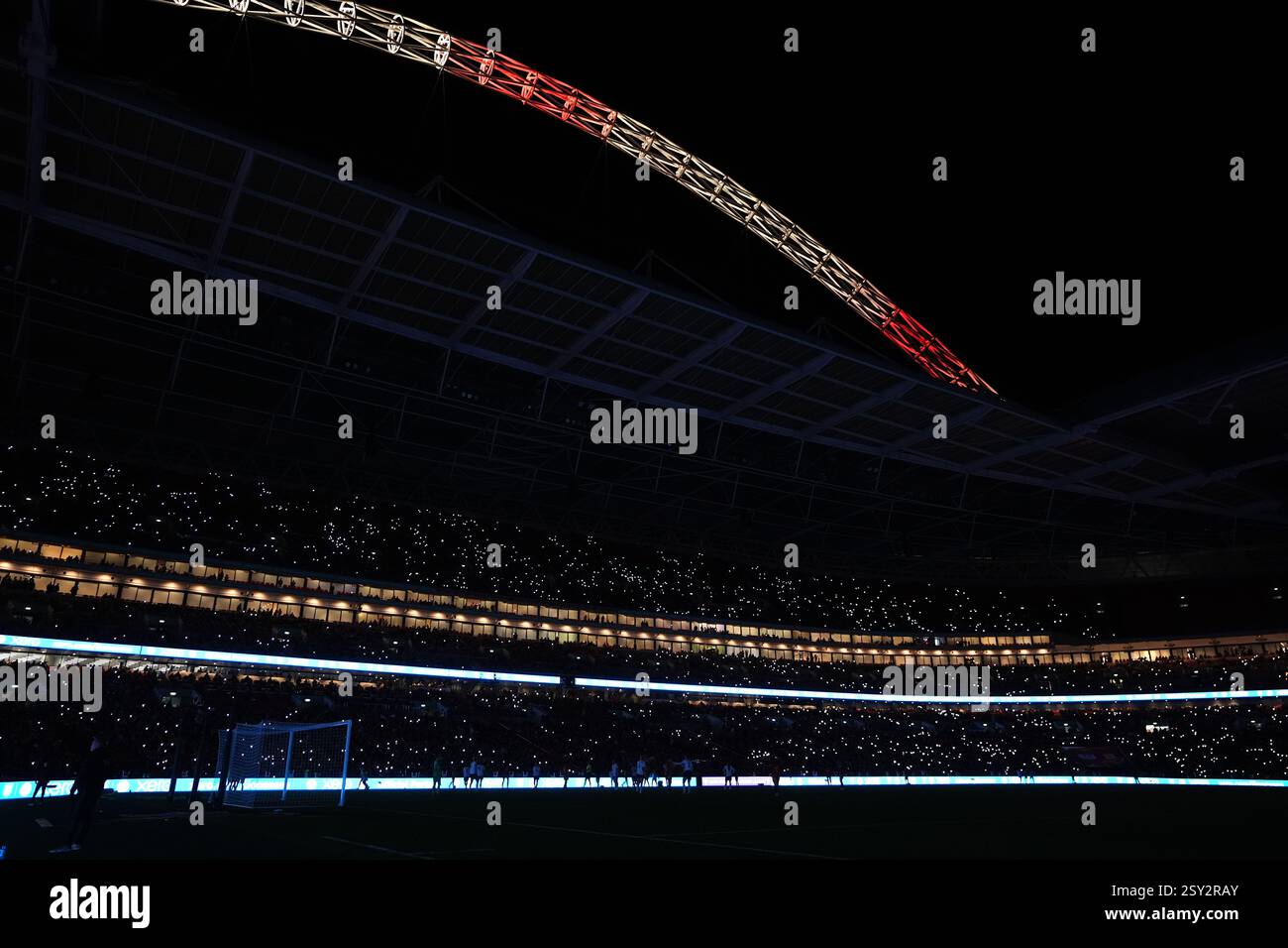 A general view following a power cut inside the stadium during the UEFA ...