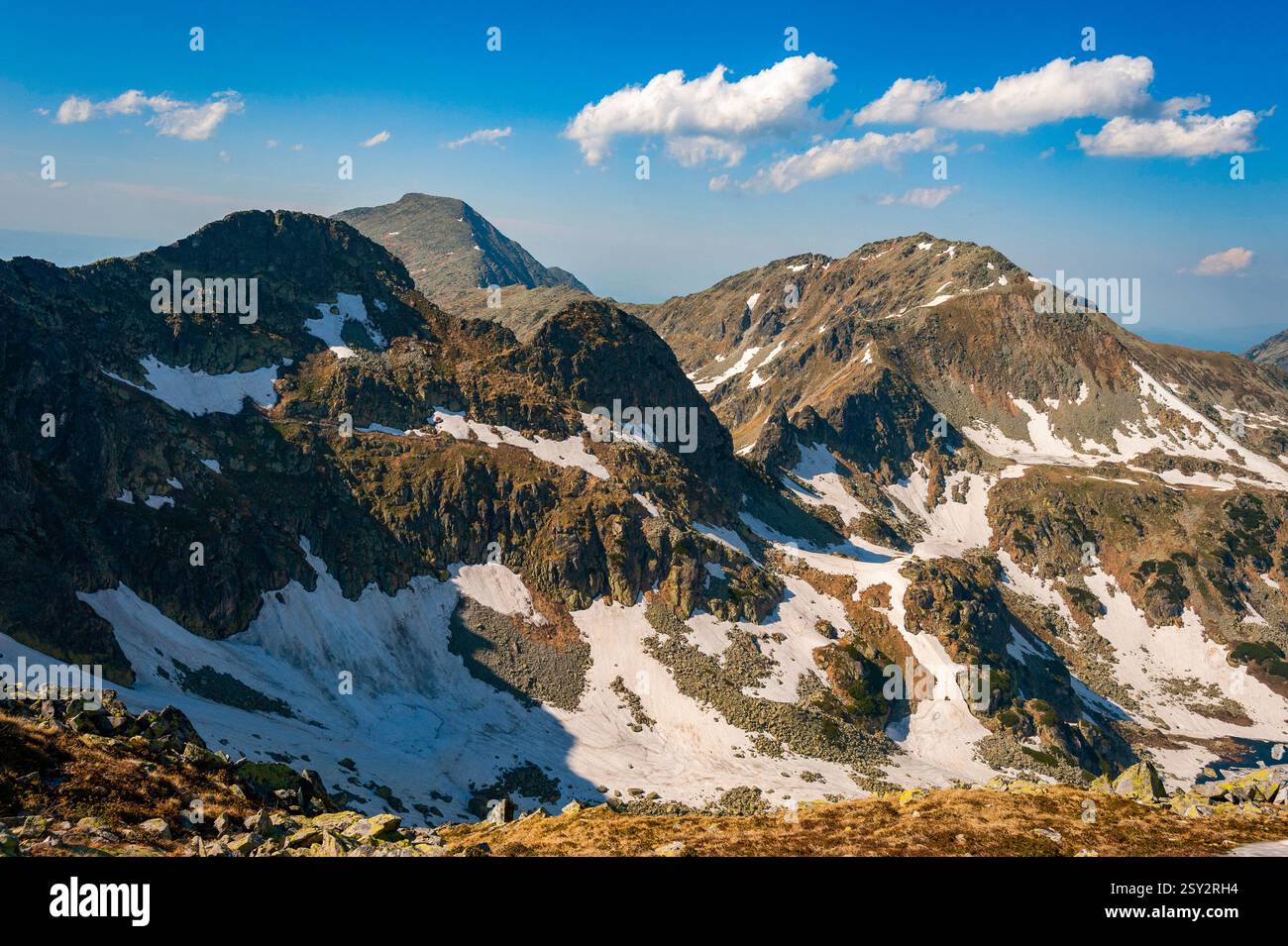 Spring sunset landscape in Retezat Mountains, Romania, Europe Stock ...