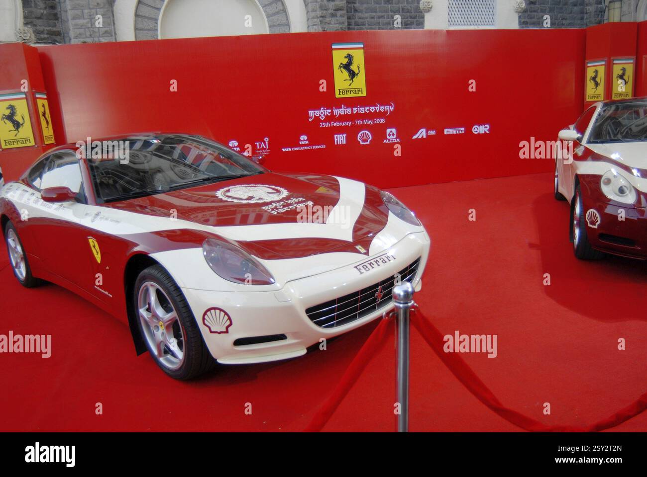 Ferrari car displayed at hotel taj mahal, Bombay, Mumbai, Maharashtra ...