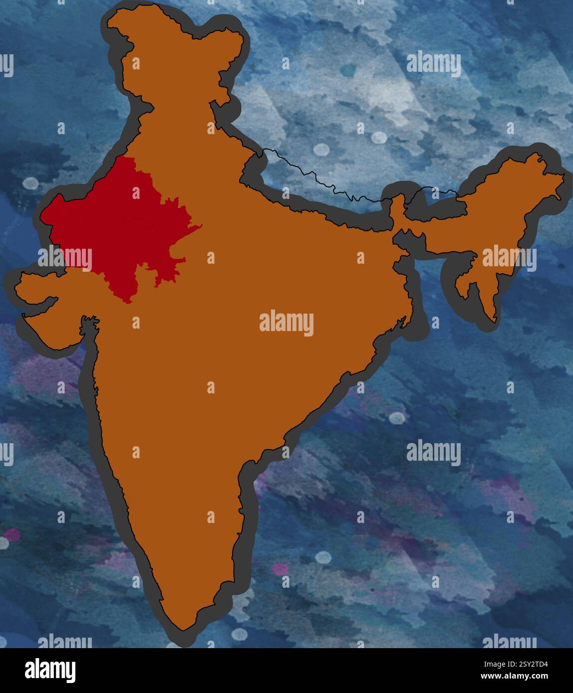 Illustration, rajasthan location map, india, asia Stock Photo - Alamy