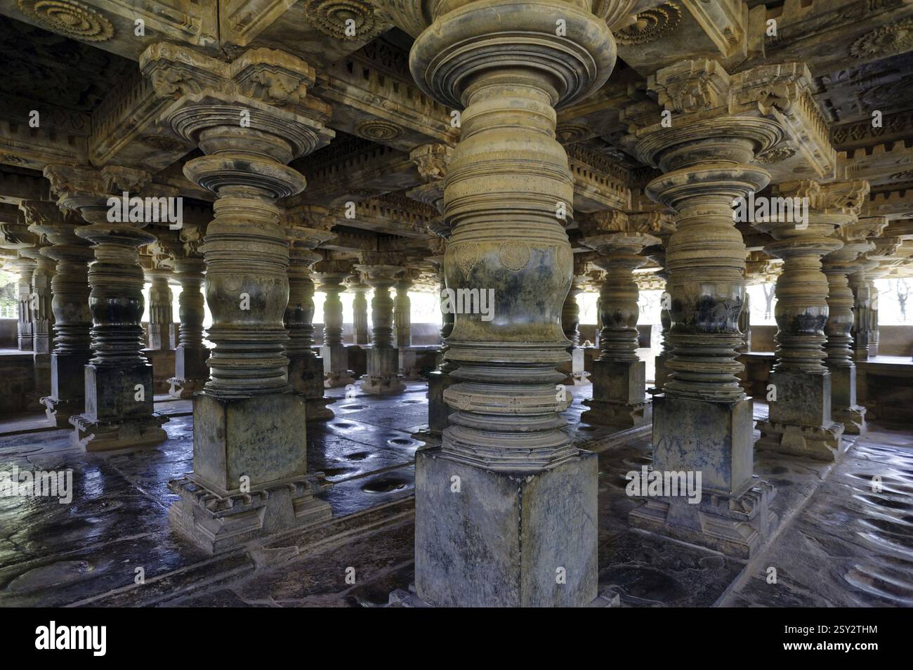 Pillars of nagareshwara temple, bankapur, haveri, Karnataka, india ...