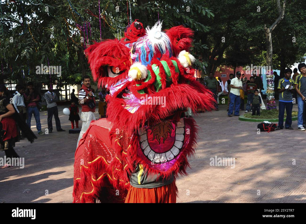 Chinese dragon dance, Calcutta Kolkata, West Bengal, India, Asia Stock ...