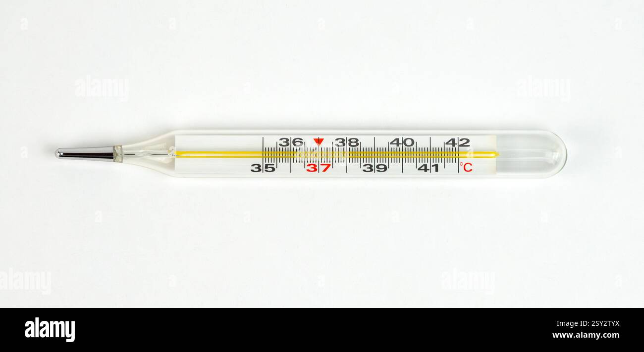Thermometer showing temperature in degrees Celsius Stock Photo - Alamy