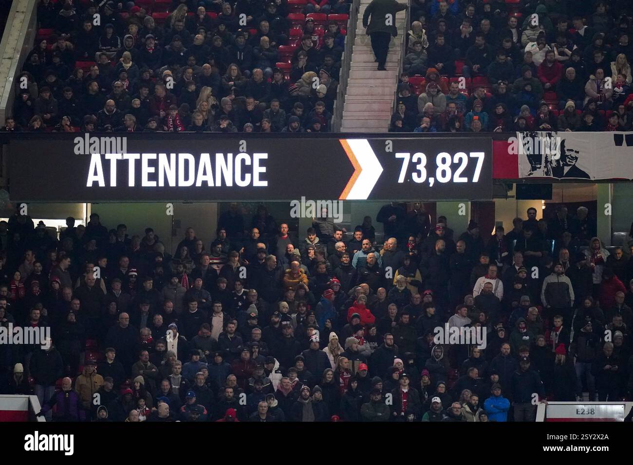 Manchester, UK. 26th Feb, 2025. Scoreboard attendance during the ...