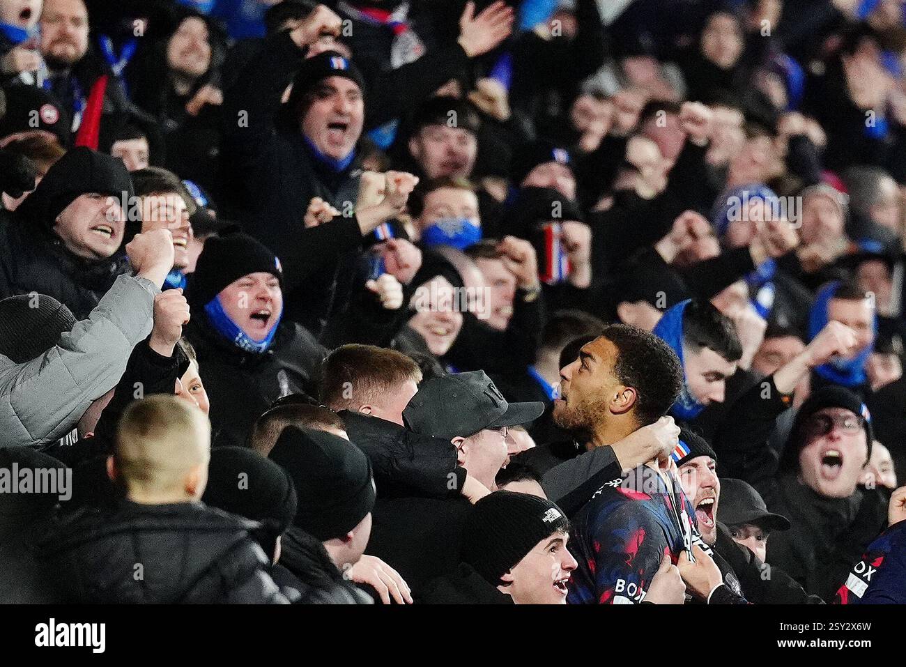 Rangers' Cyriel Dessers celebrates scoring their side's third goal of ...