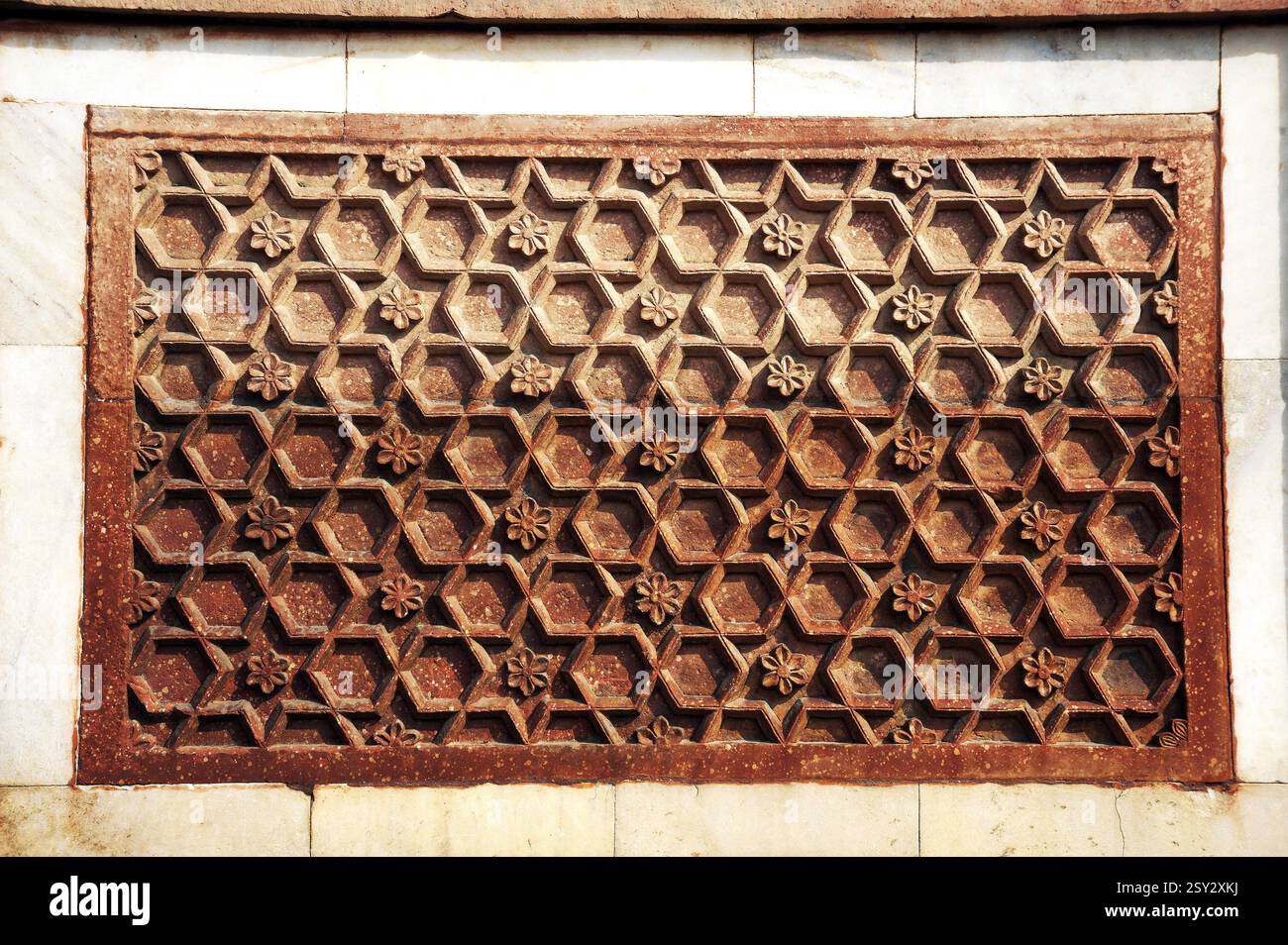 Design carved on agra fort wall, uttar pradesh, india, asia Stock Photo ...