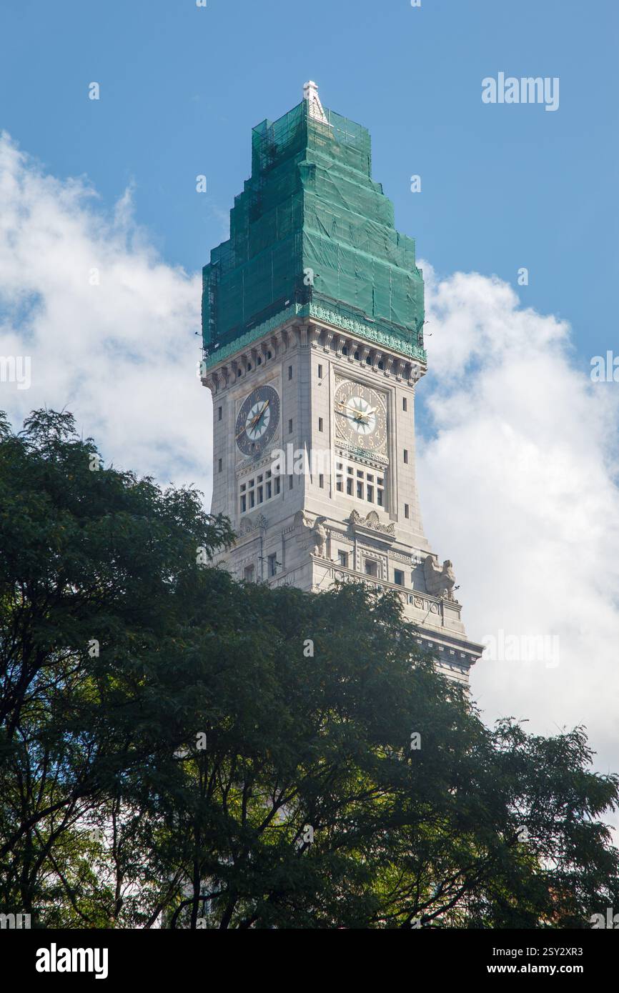 The Custom house tower skyscraper clock tower in downtown district ...
