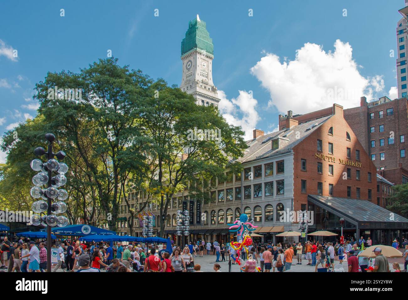 The Custom house tower skyscraper clock tower and the south market in ...